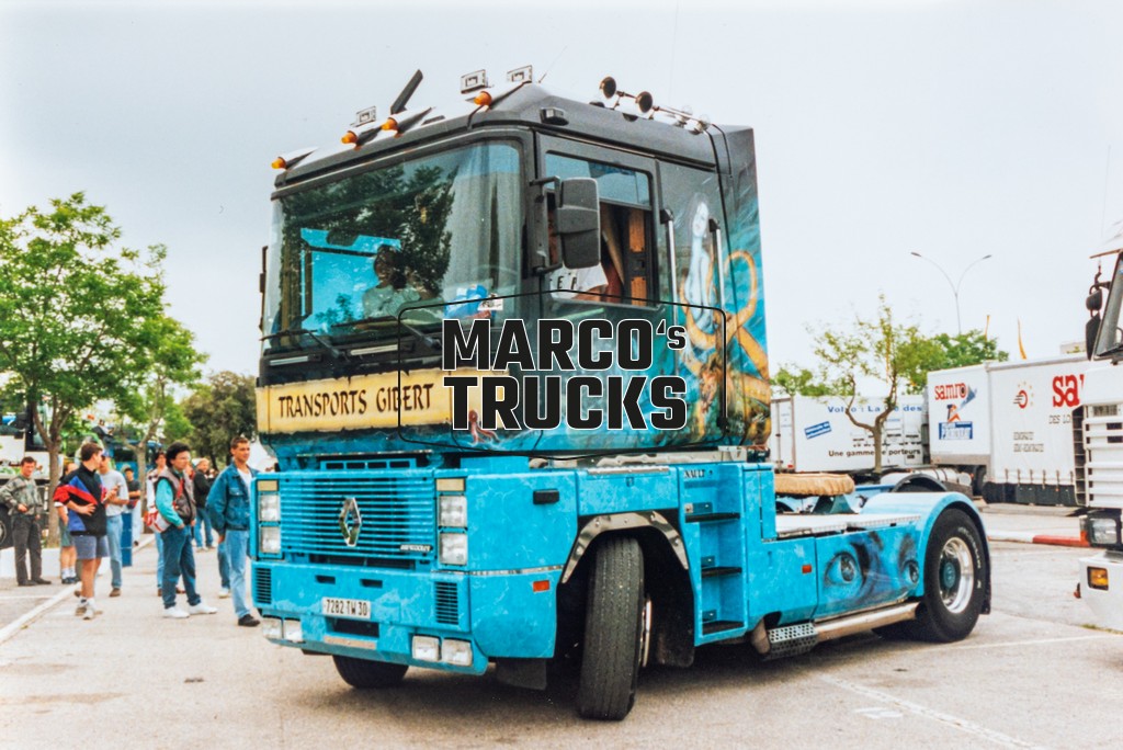 LKW Foto Renault Magnum Truck Frankreich blau TRANSPORTS GIBERT #a3dw