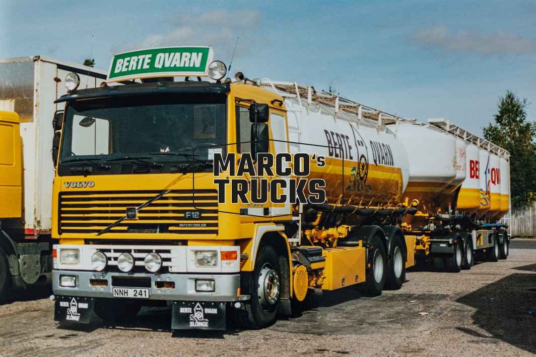 LKW Foto Volvo F12 Intercooler Silo-Sattelauflieger Schweden gelb BERTE ...