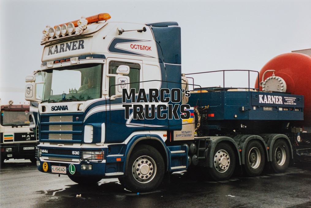 LKW Foto Scania 144L 530 Tank trailer Luxemburg blau KARNER