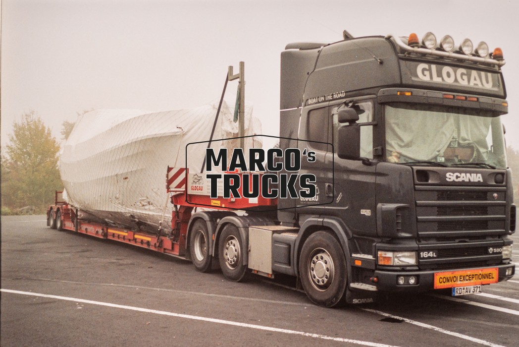 LKW Foto Scania 164L Lowboy trailer Deutschland schwarz GLOGAU BOAT ON ...