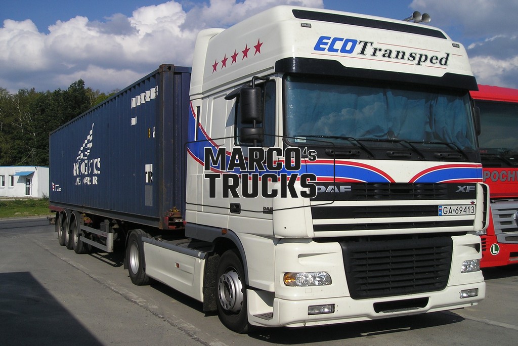 LKW Foto DAF XF Container-Sattelauflieger Polen weiß ECO Transped #b5nt