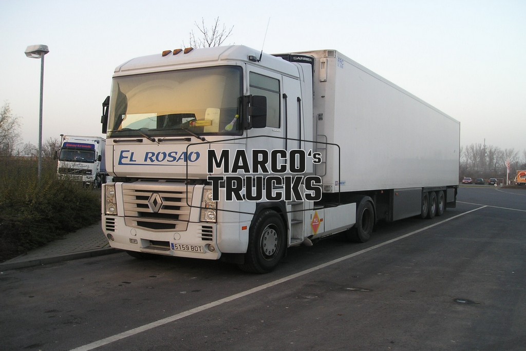 LKW Foto Renault AE Magnum Kühlsattelauflieger Spanien weiß El Rosao #b5rg