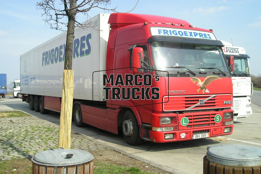 LKW Foto Volvo FH12 Kühlsattelauflieger Rumänien rot FRIGOEXPRES #b9ra