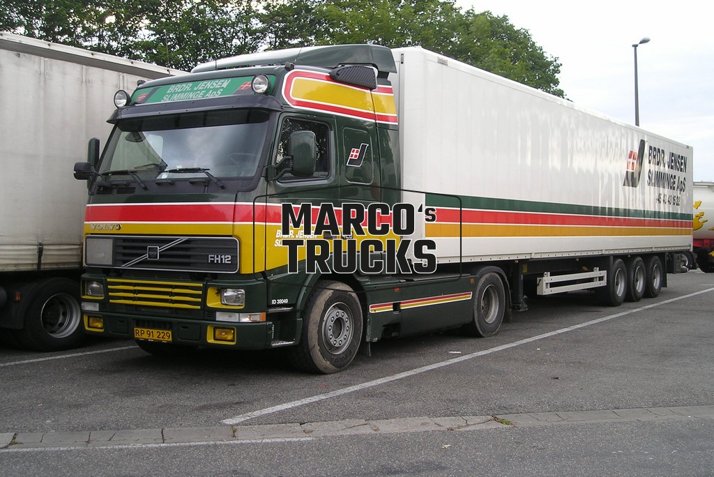 LKW Foto Volvo FH12 420 Kühlsattelauflieger Dänemark grün BRDR. JENSEN SLIMMINGE A/S #c3kk