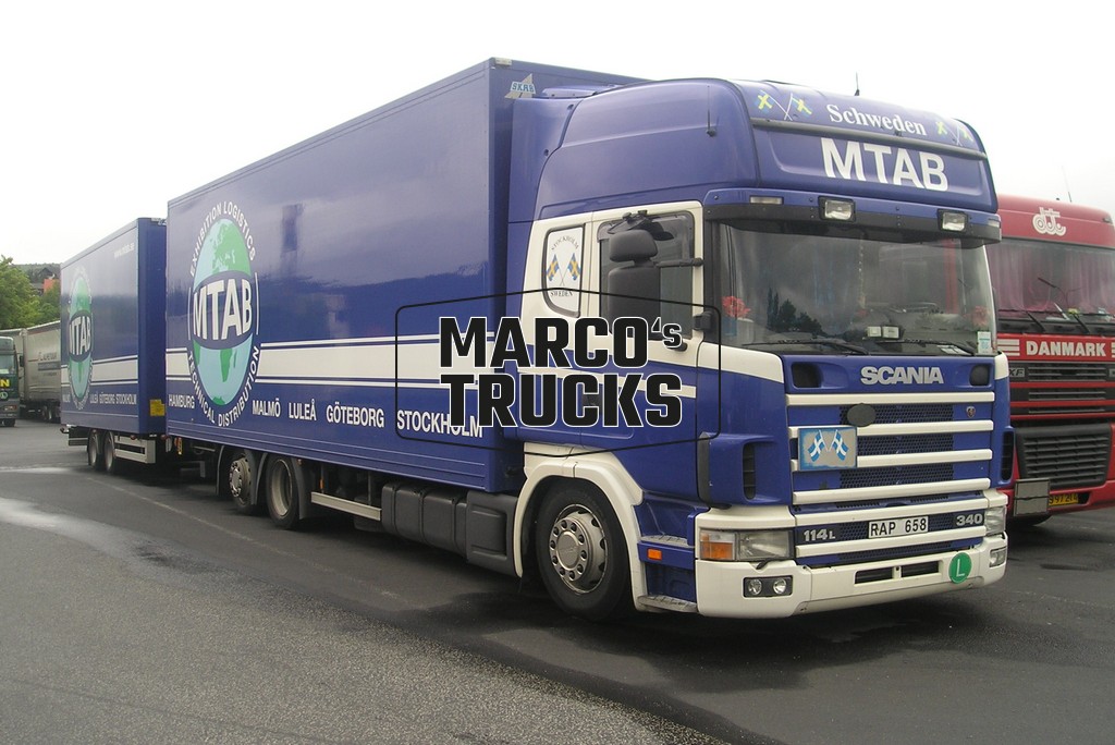 LKW Foto Scania 114L 340 Kofferauflieger Schweden blau MTAB Transportation Logistics Hamburg ...