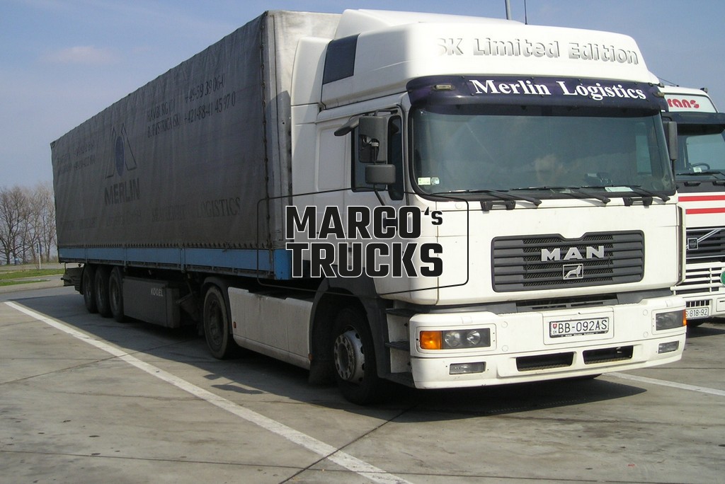LKW Foto MAN F2000 Planensattelzug Slowakei weiß Merlin Logistics #c7xo