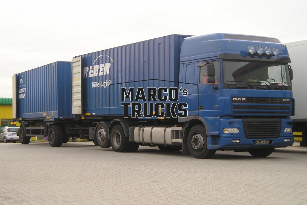 LKW Foto DAF XF Container-Sattelauflieger Deutschland blau REBER Nöbel ...