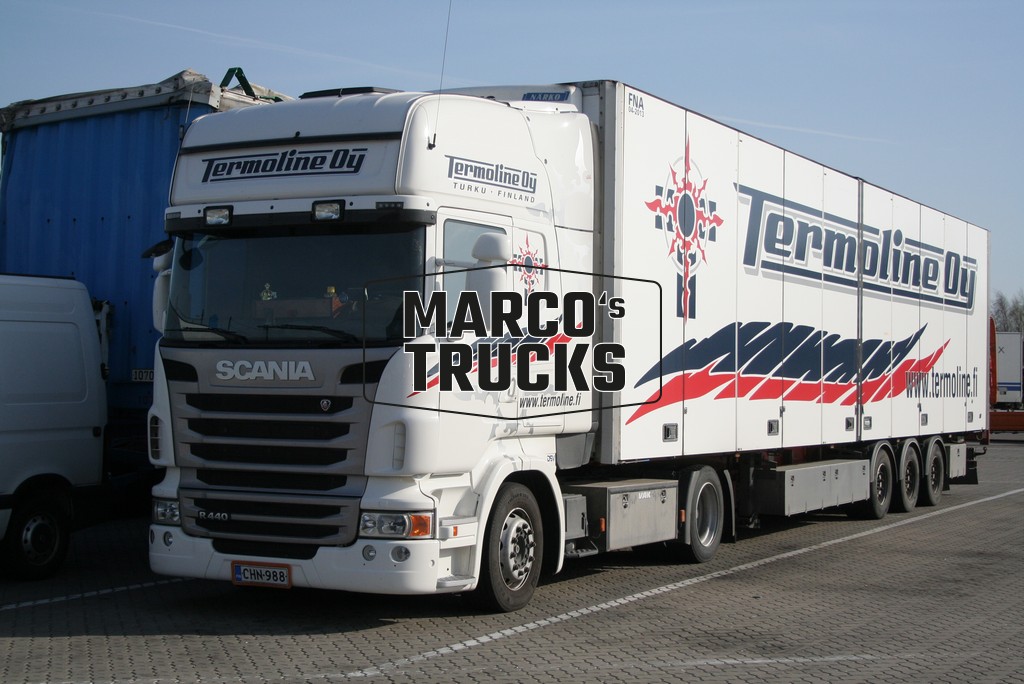 LKW Foto Scania R440 Kühlsattelauflieger Finnland weiß Termoline Oy ...