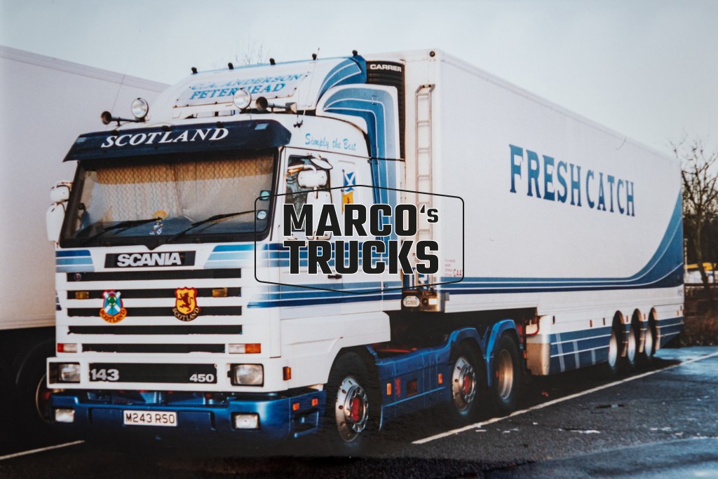 LKW Foto Scania 143 450 Kühlsattelauflieger UK weiß SCOTLAND FRESH ...