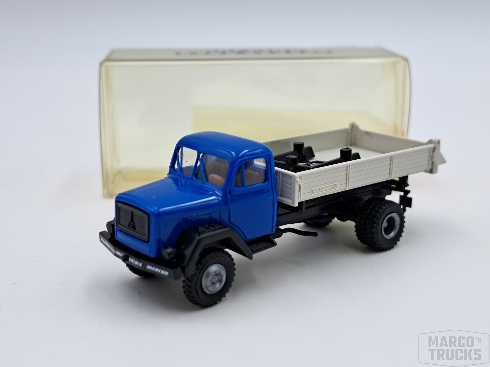 Brekina Magirus Meiller Kipper blau/weiß/schwarz 46201 1:87 /BRB527