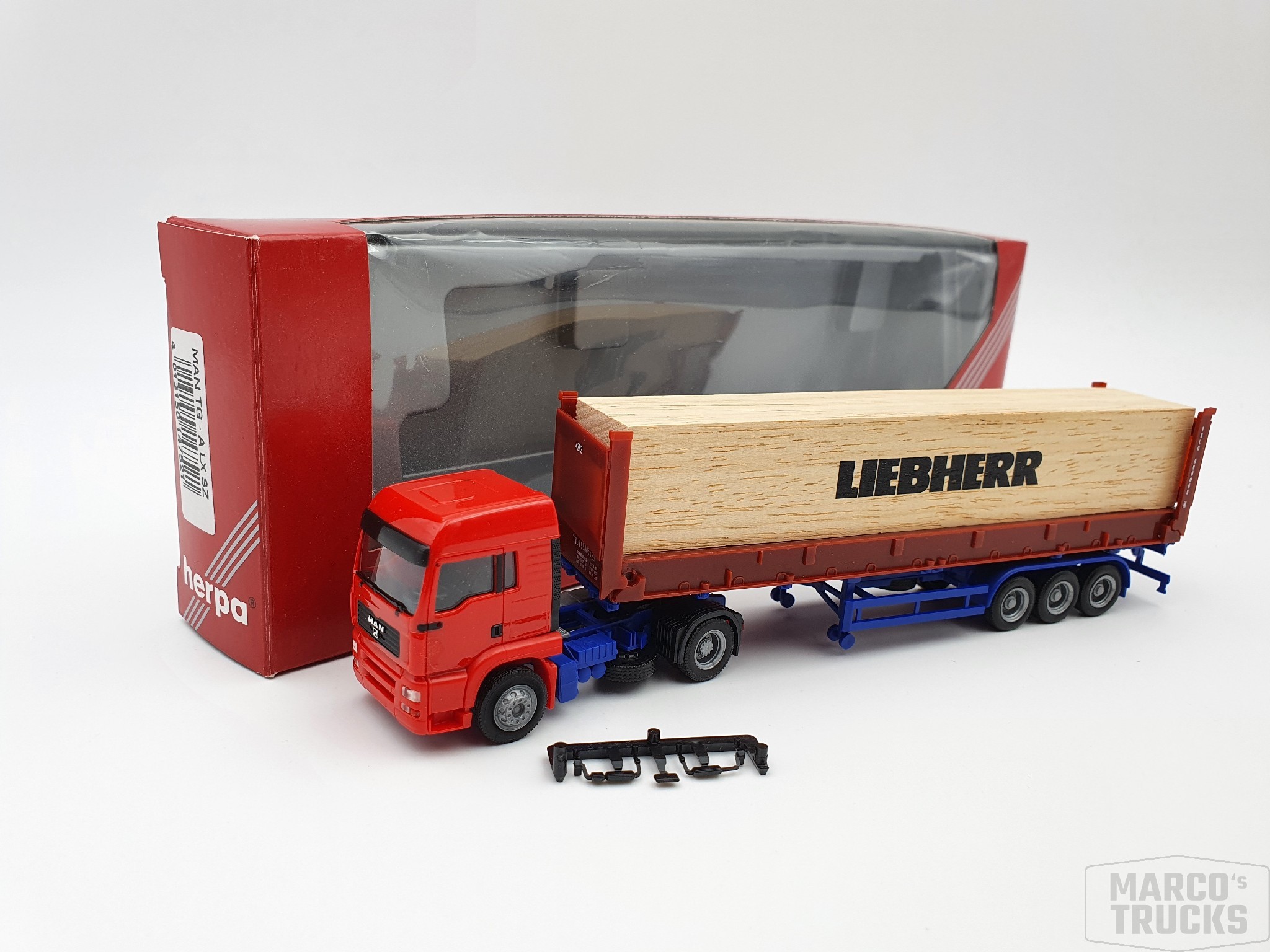 Herpa MAN TGA LX Containersattelzug Holzbox „Liebherr“ 147521 /HB15851