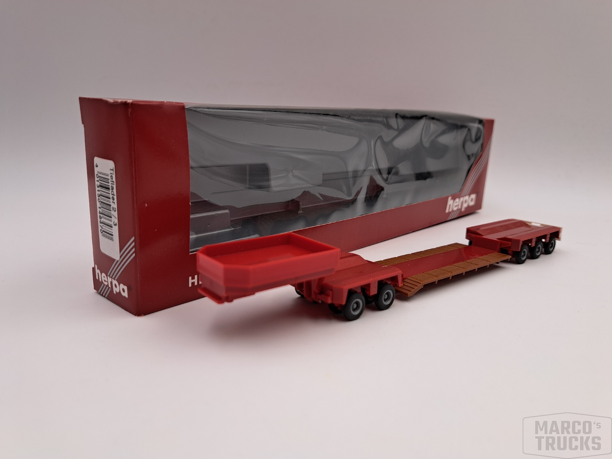 Herpa Goldhofer Tieflader Tiefbett 2a/3a rot 146470 /HB16545