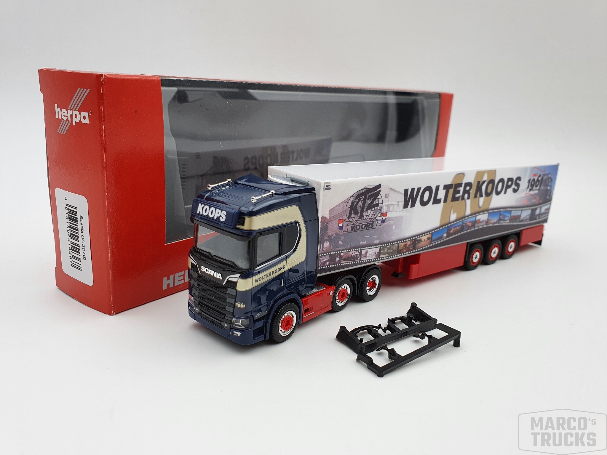 Herpa Scania CS 20 HD 6x2 Kühlkoffer-Sattelzug "Wolter Koops" 314367 ...